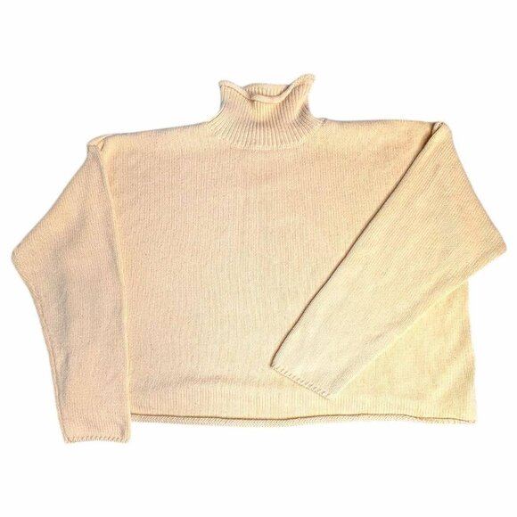 Tops | Vintage Wide Fit Cream Turtle Neck Sweater Womens Size M Preppy ...